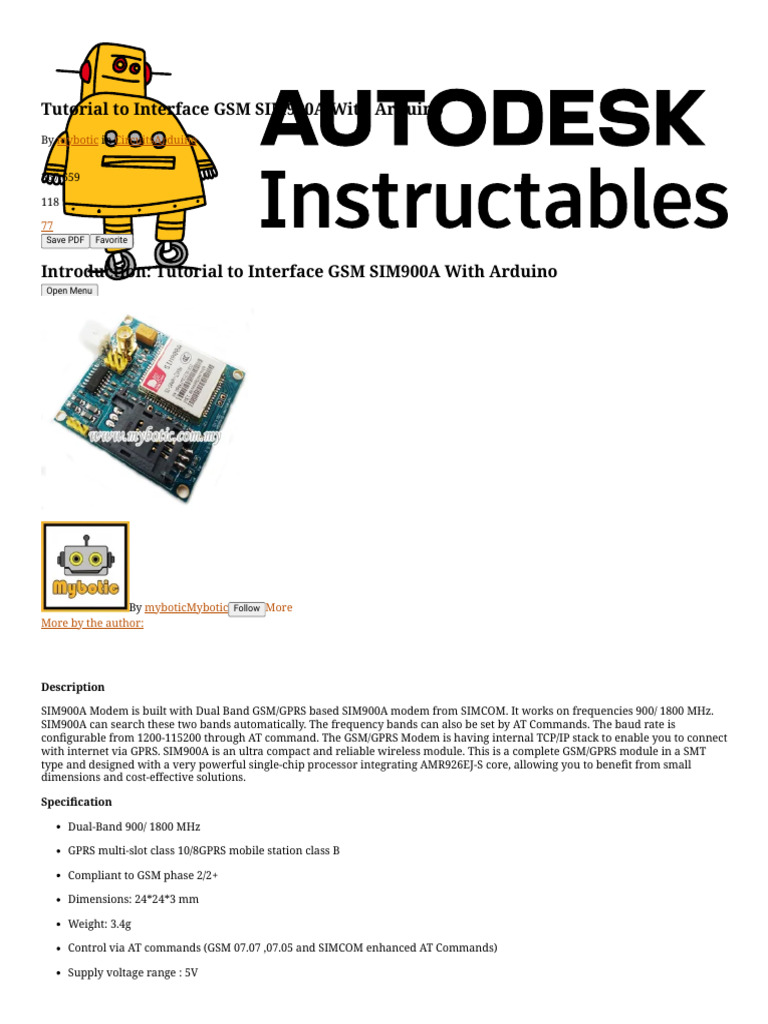 Tutorial To Interface Gsm Sim900a With Arduino 10 Steps Instructables Pdf General Packet 