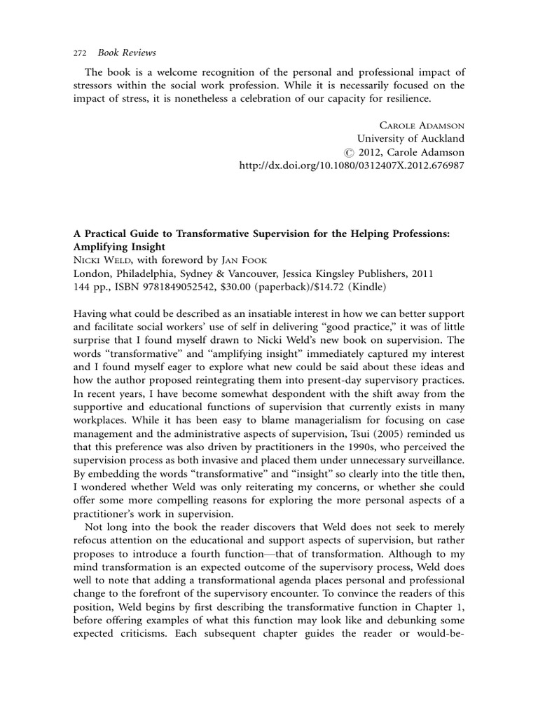 Transformative Supervision For The Helping Professions | PDF | Social Work | Copyright