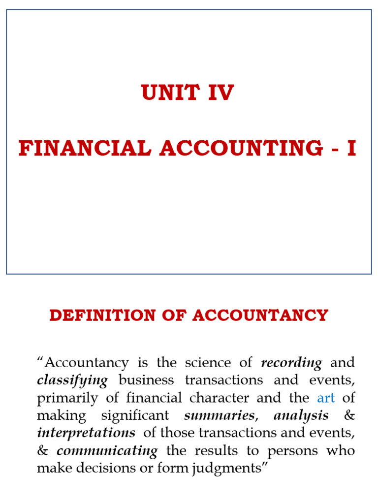 Unit IV Befa | PDF | Debits And Credits | Revenue