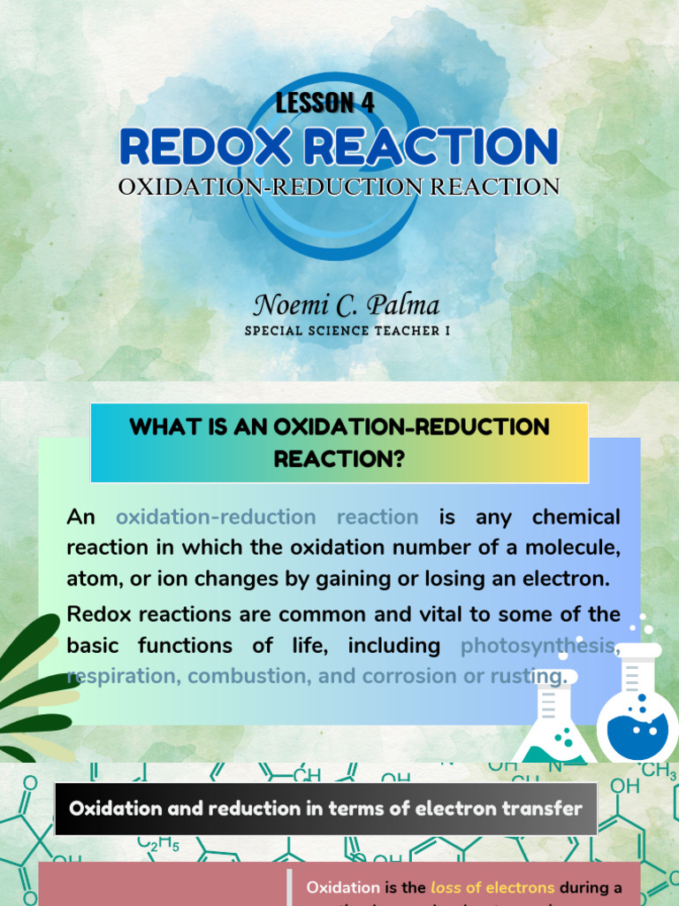 Redox Reaction | PDF | Wellness | Science & Mathematics