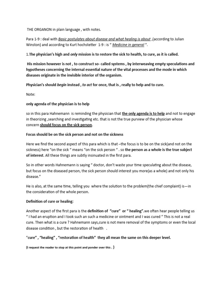 The ORGANON in Plain Language | PDF | Homeopathy | Electroconvulsive ...