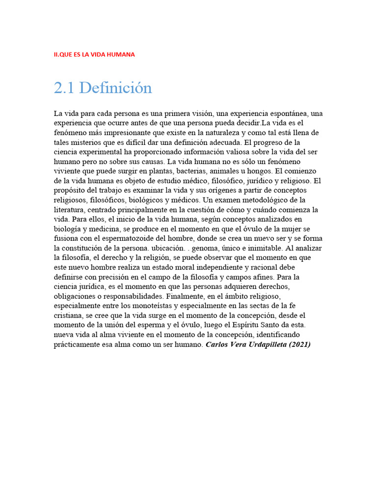 Vida Humana: Definición y Protección Legal | PDF | Vida | Experiencia