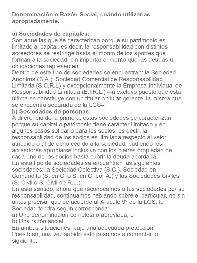 Denominación o Razón Social | PDF | Negocios económicos | Business
