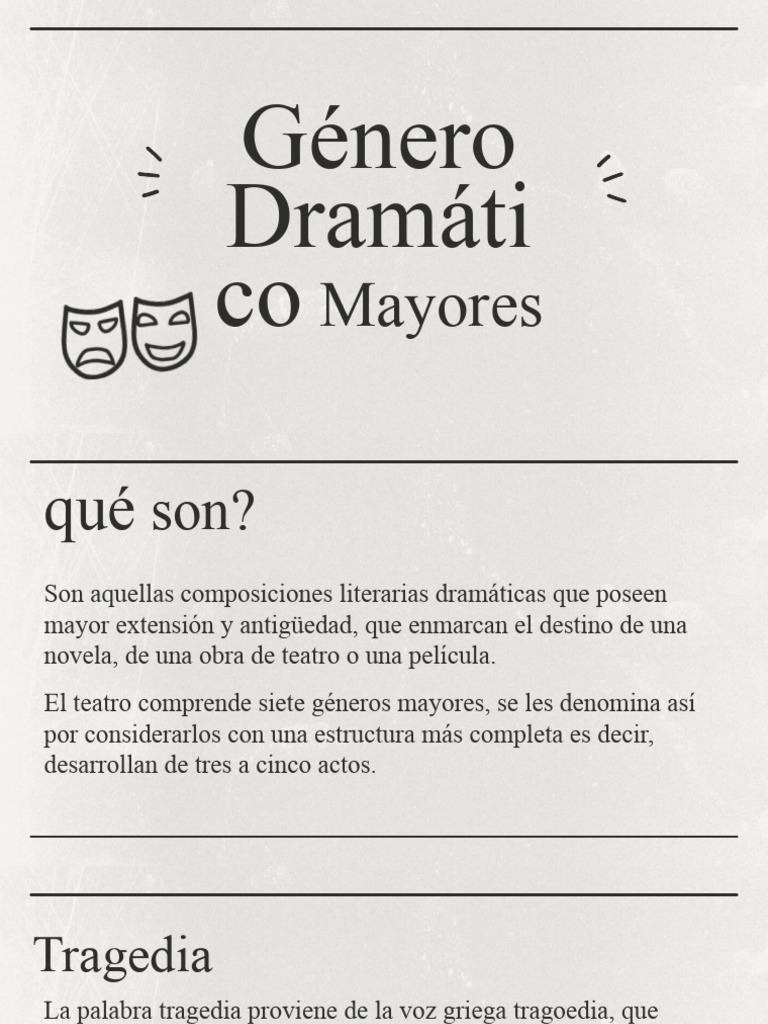 Genero Dramatico Mayores | PDF | Tragedia | Comedia
