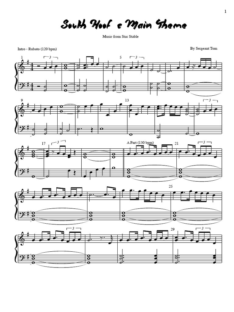 South Hoof Main Theme SheetMusic | PDF | Musical Forms | Elements Of Music