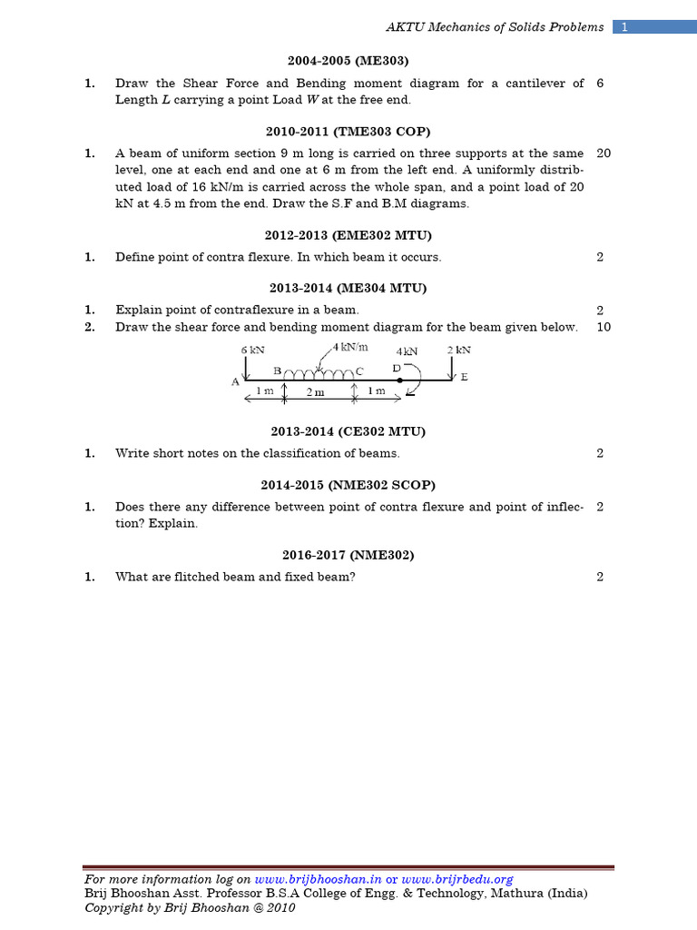 4 Shear Force & Bending Moment Diagram | PDF | Science & Mathematics