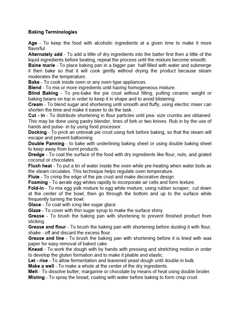 Baking Terminologies-Bread and Pastry Production | PDF | Breads | Baking