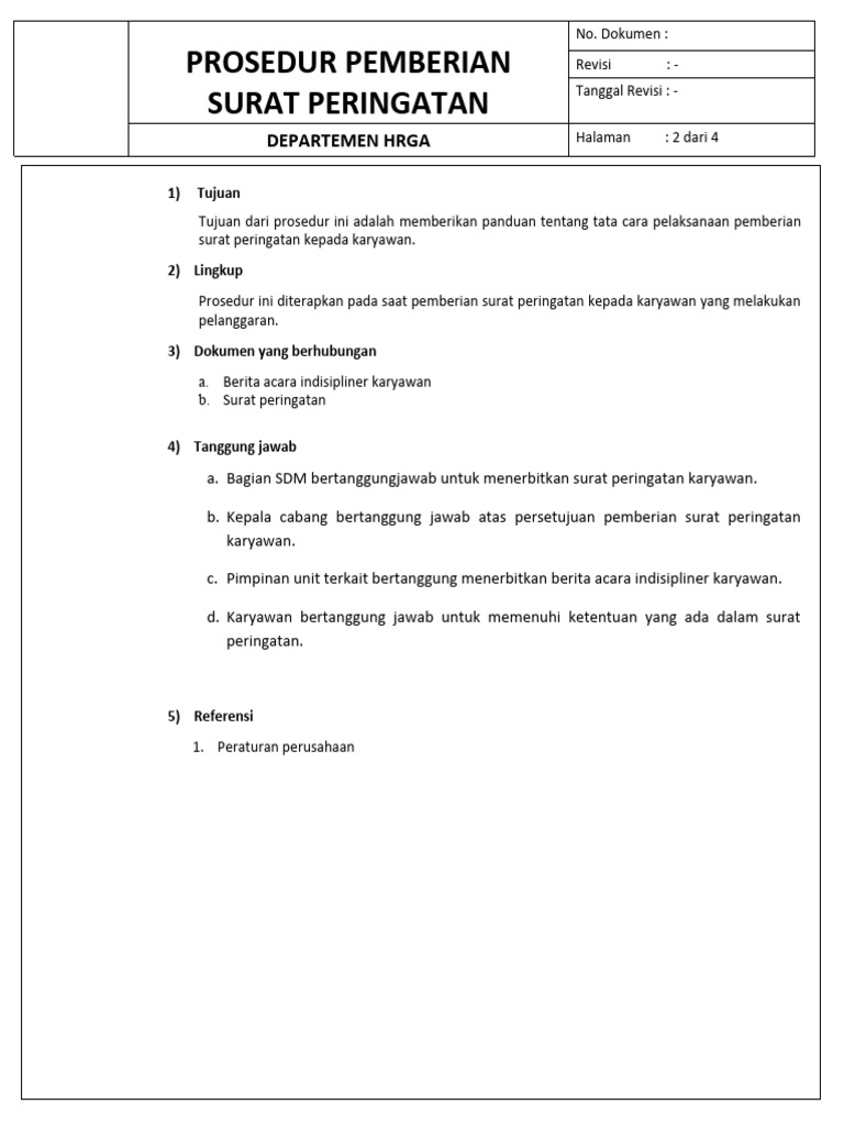 Prosedur Pemberian Surat Peringatan Karyawan | PDF