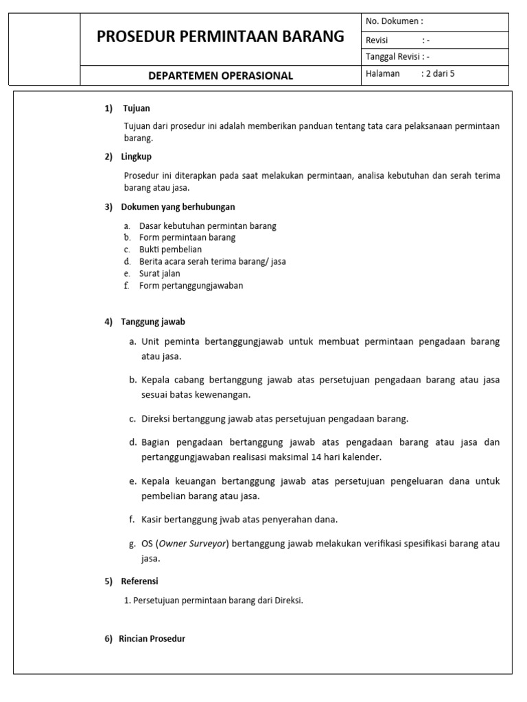 Prosedur Permintaan Barang Operasional | PDF