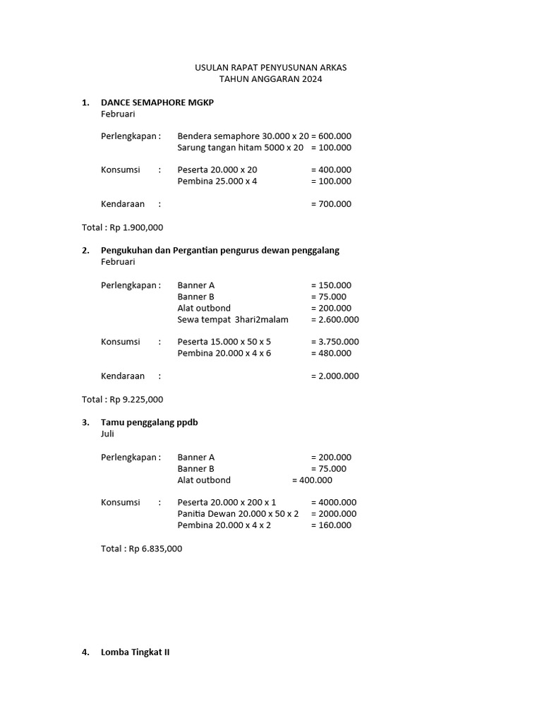 Usulan Rapat Penyusunan Arkas | PDF