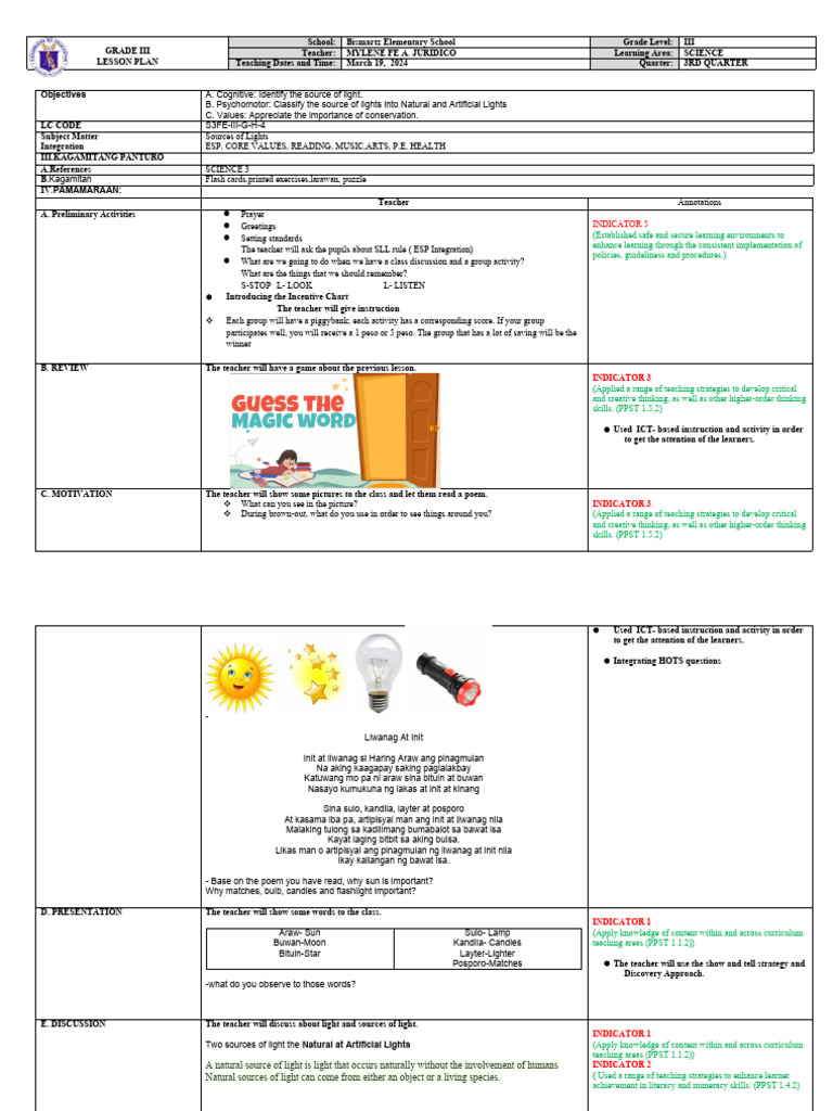 Demo Science 3RD Quarter | PDF | Learning | Teachers