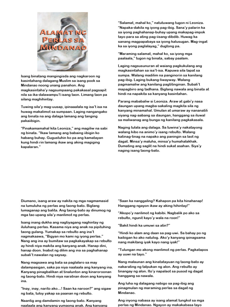 Alamat NG Perlas NG Mindanao | PDF