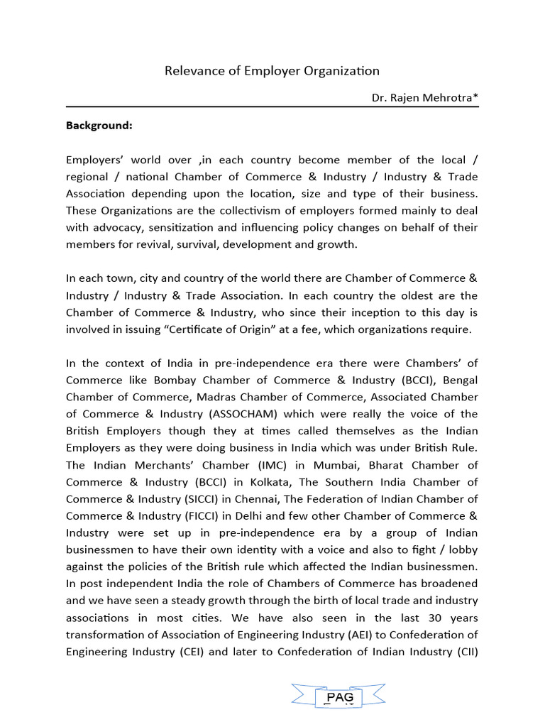 Relevance of Employer Organization | PDF | Employment | Labour Law