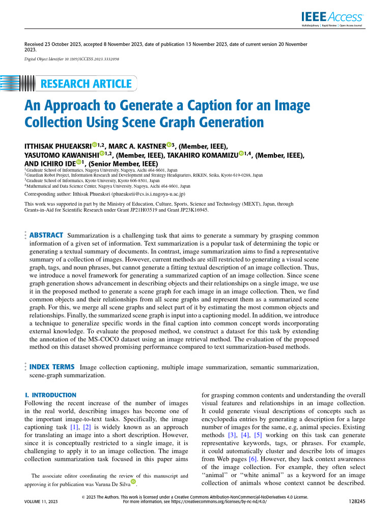I An Approach To Generate A Caption For An Image Collection Using Scene