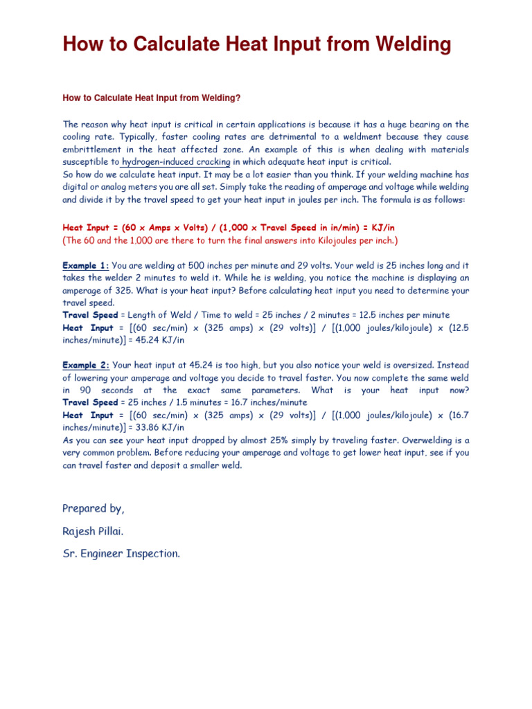How To Calculate Heat Input From Welding | PDF | Science & Mathematics | Computers
