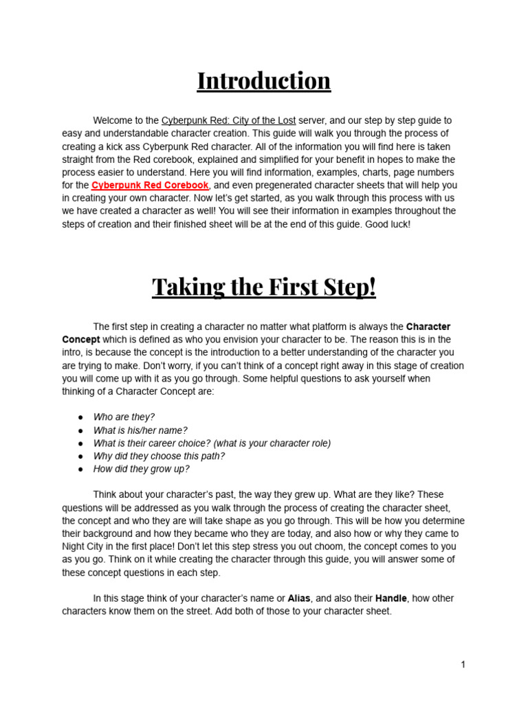 Step by Step Character Creation | PDF