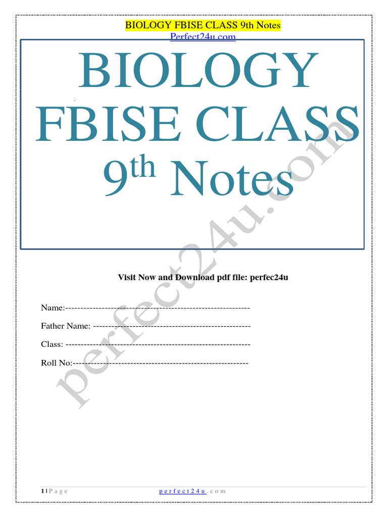 Class 9 Biology Notes For FBISE Bioenergetics Cha 7 | PDF | Cellular ...