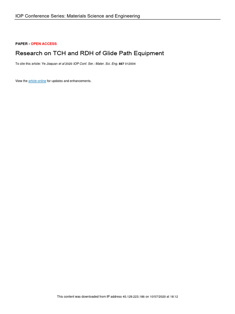 Research On TCH and RDH of Glide Path Equipment | PDF | Least Squares