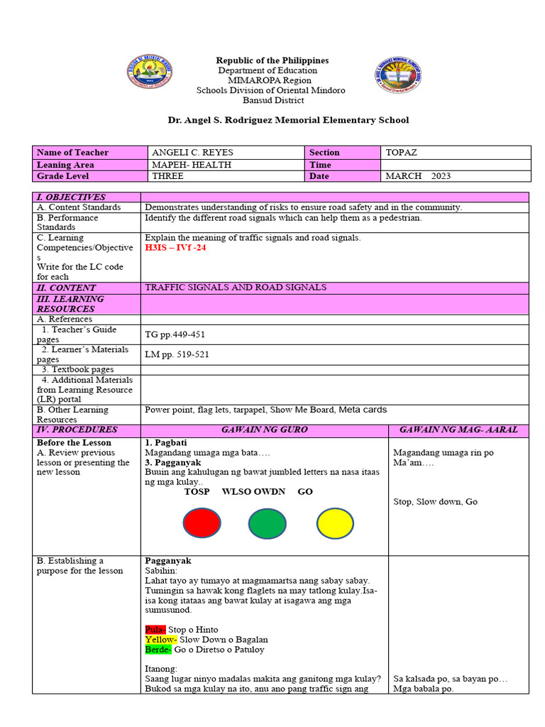 Grade 3 COT MAPEH Q4 1 | PDF