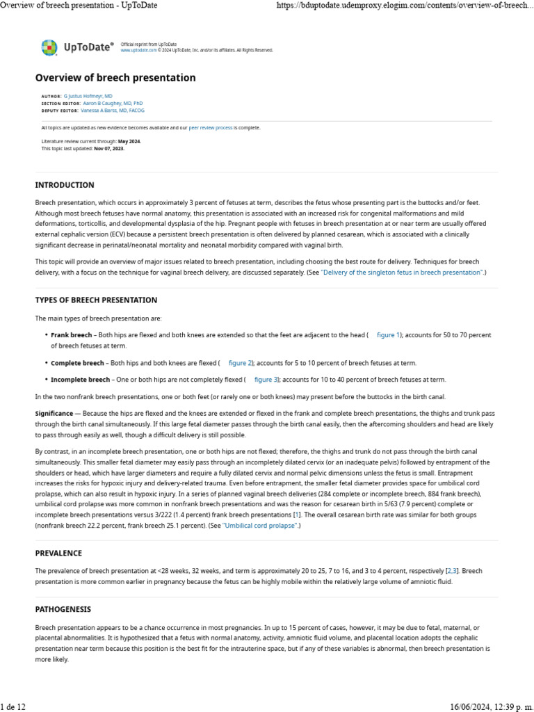 Overview of Breech Presentation Risks | PDF | Childbirth | Caesarean ...