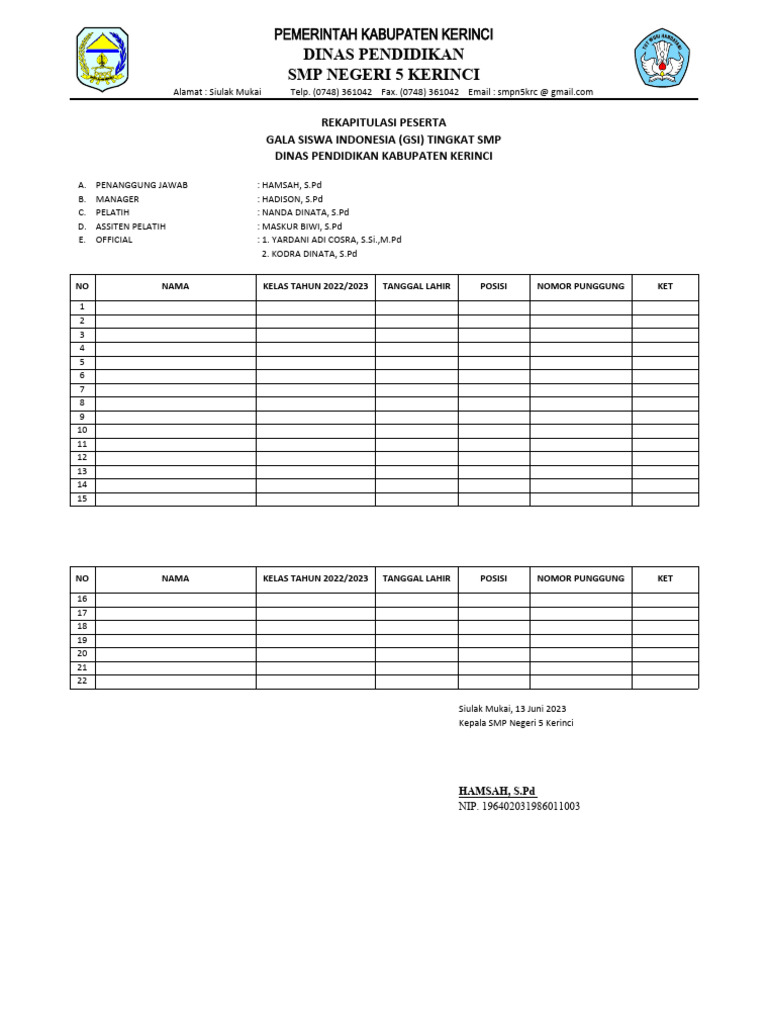 Lampiran SK GSI 2023 | PDF