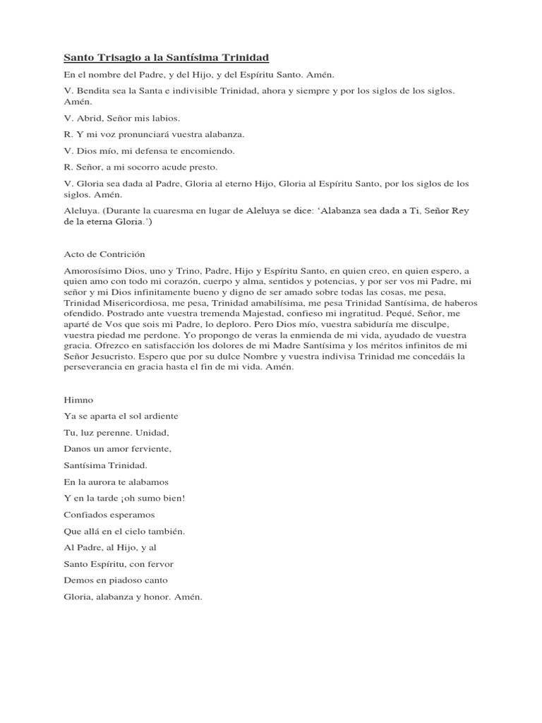 Santo Trisagio A La Santísima Trinidad | PDF | Dios el padre | orador ...