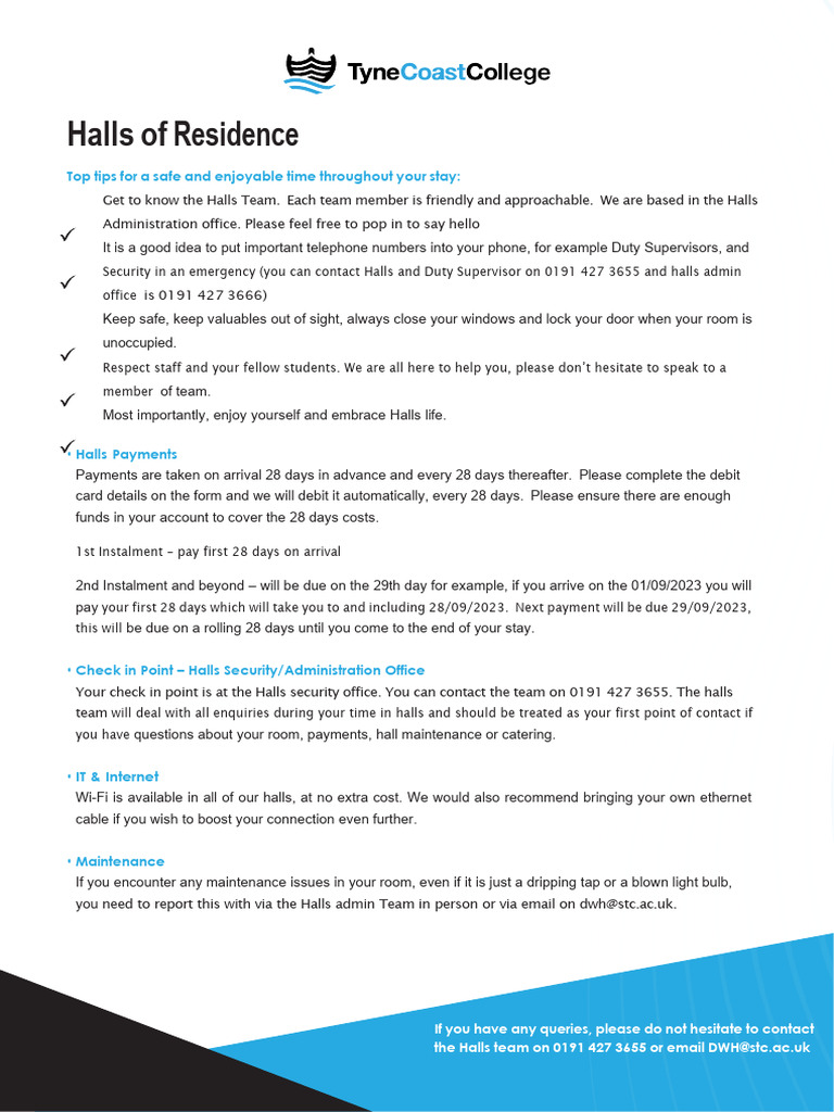 Halls of Residence: Essential Info Guide | PDF