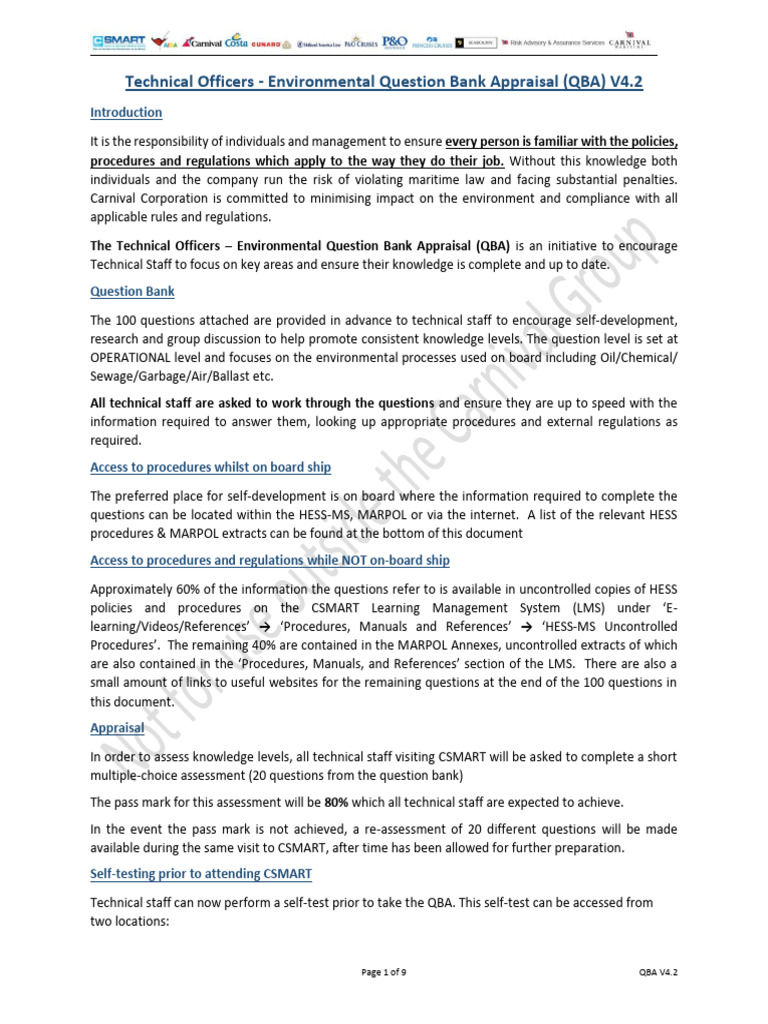 Technical Officers - Environmental Question Bank Appraisal (QBA) V4.2 ...