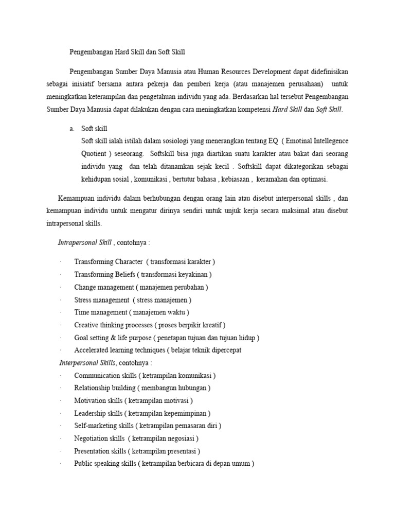 Pengembangan Hard Skill dan Soft Skill | PDF | Pengembangan Diri
