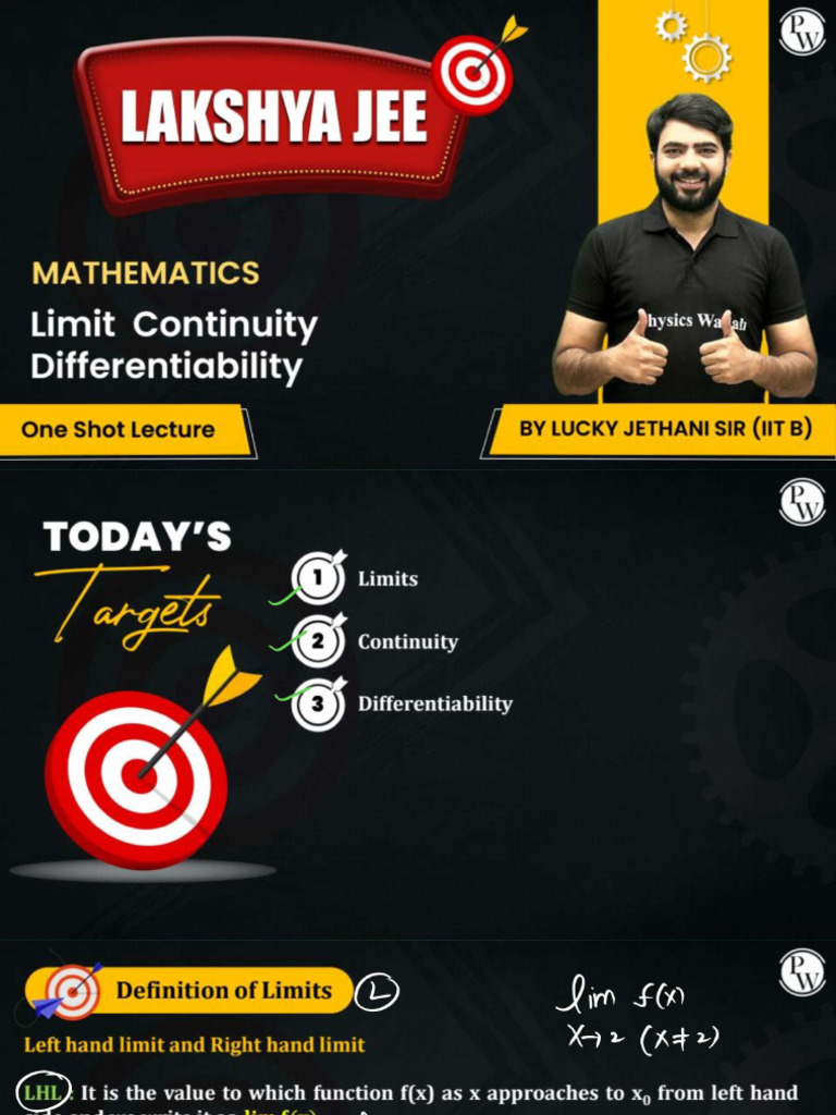 Limit Continuity Differentiability - Class Notes (Class 12th JEE One ...