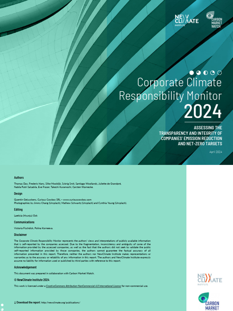 Corporate Climate Responsibility Monitor 2024 | PDF | Climate Change ...