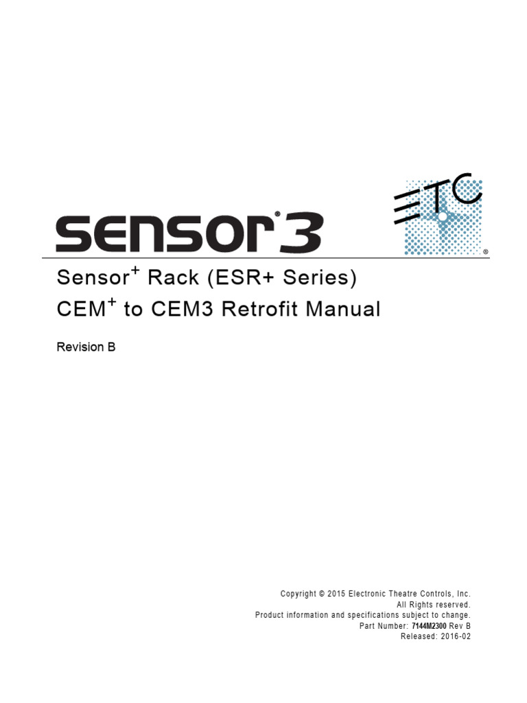 CEM3 ESRPlus Sensor Rack Retrofit RevB | PDF | Electrical Connector | Screw