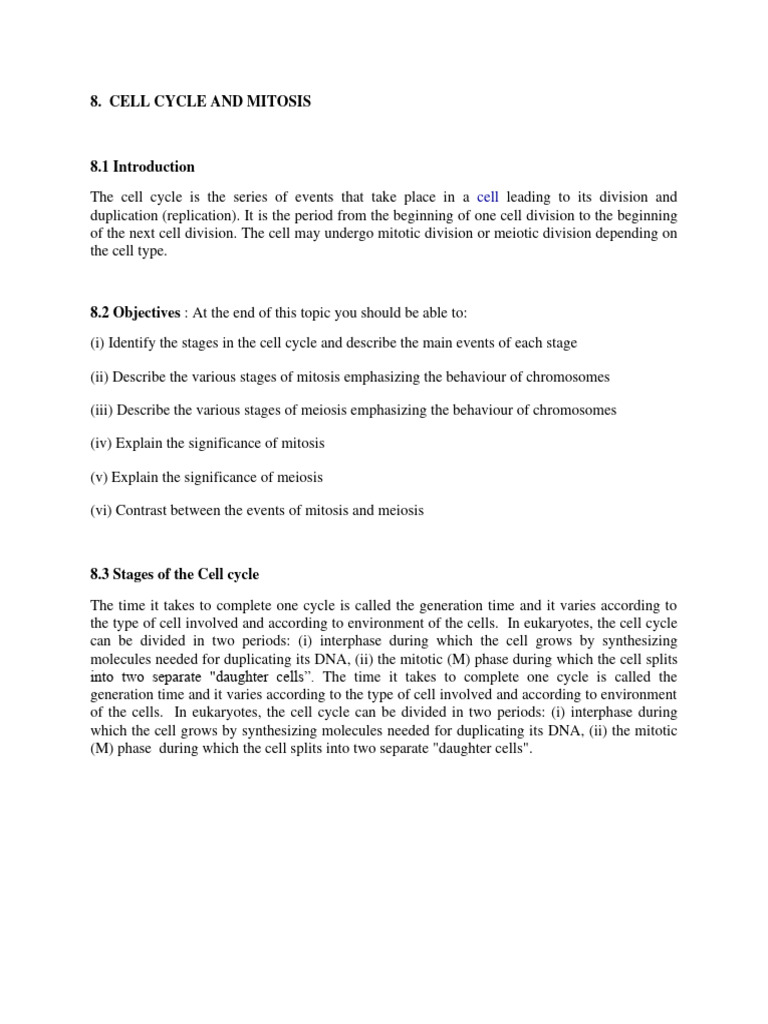 Part 2 Topic 8 Cell Cylce and Mitosis - 2021-1% | PDF | Mitosis | Cell ...