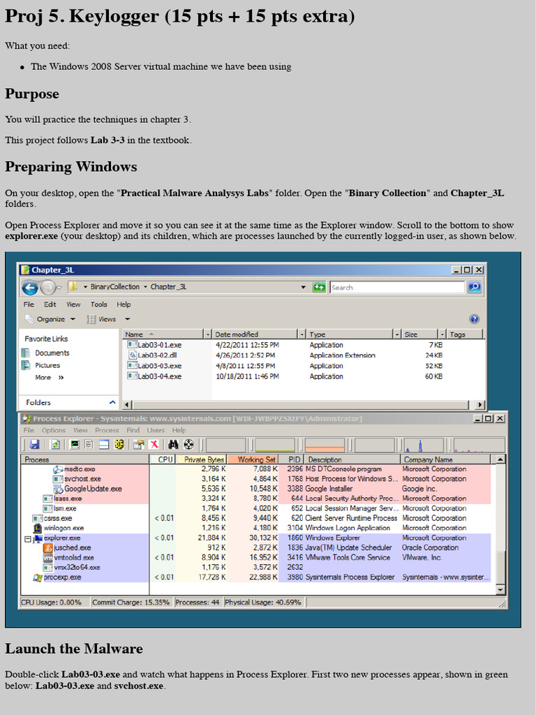 Proj-5.-Keylogger-15-pts-15-pts-extra | PDF | Computer File | Operating System Technology