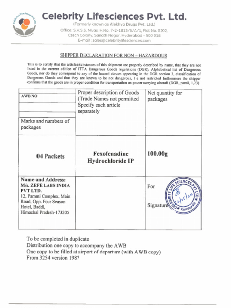 Non - Hazardous Declaration | PDF