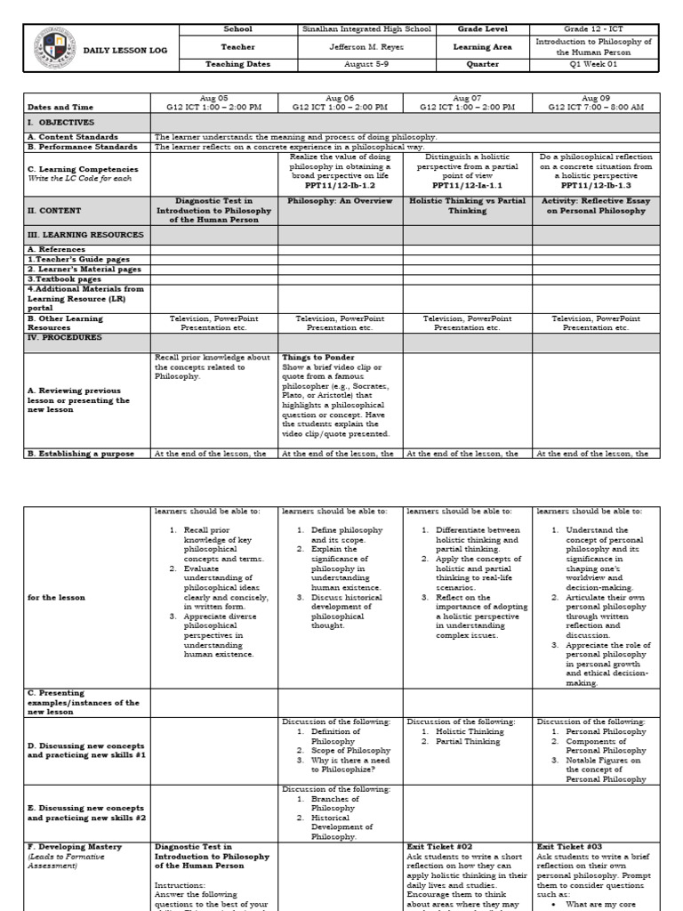 PHILO - Week 01 | PDF | Learning | Educational Technology