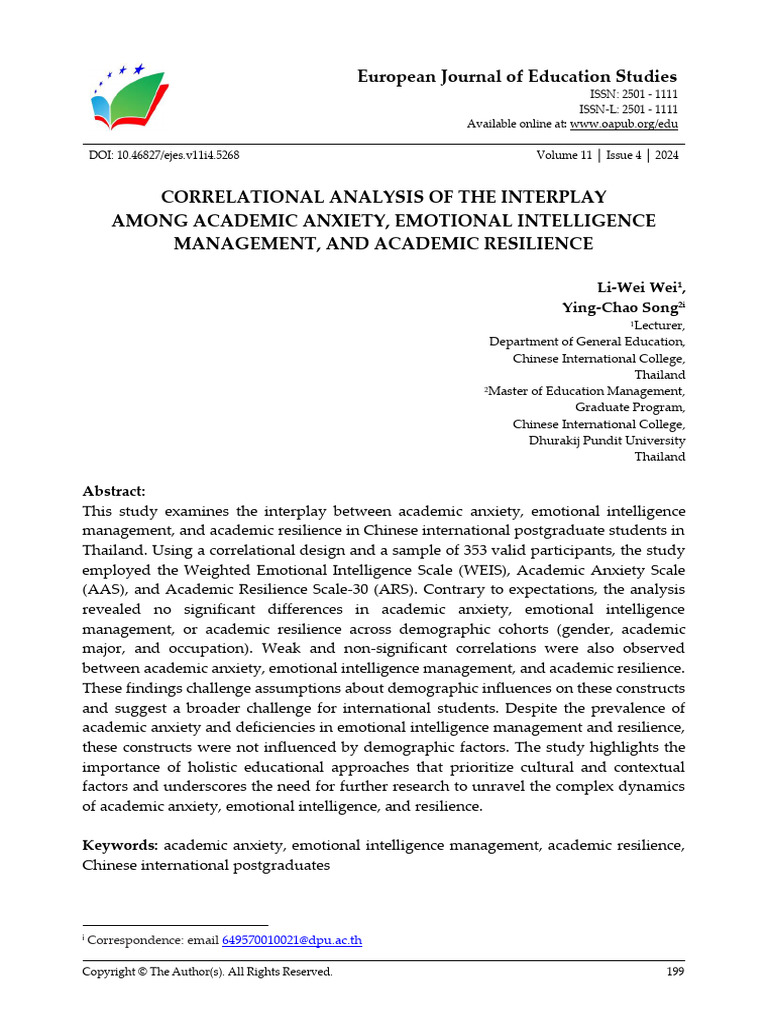 European Journal of Education Studies: Li-Wei Wei, Ying-Chao Song | PDF ...