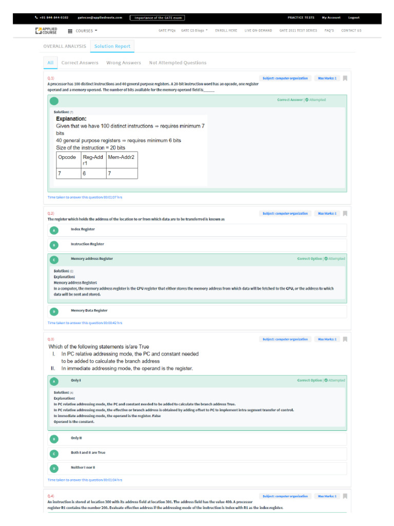 Computer Organization Topic Wise Test 1 | PDF