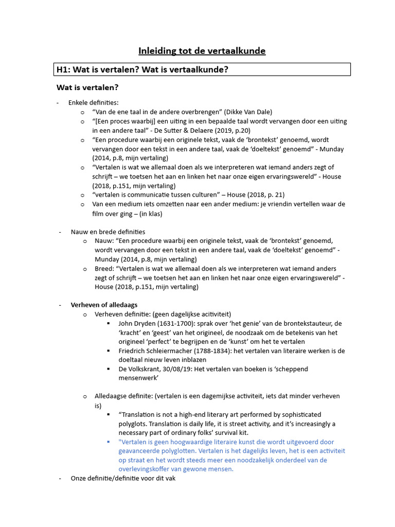 Inleiding Tot Vertalen | PDF