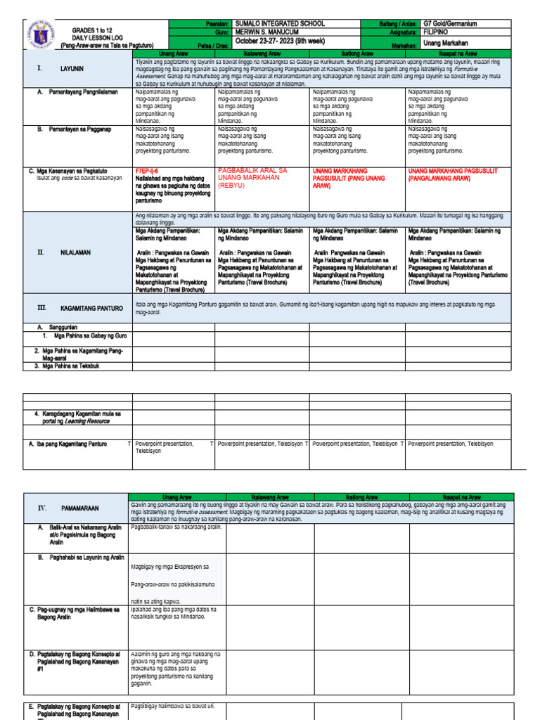 Filipino 7 Week 9 | PDF