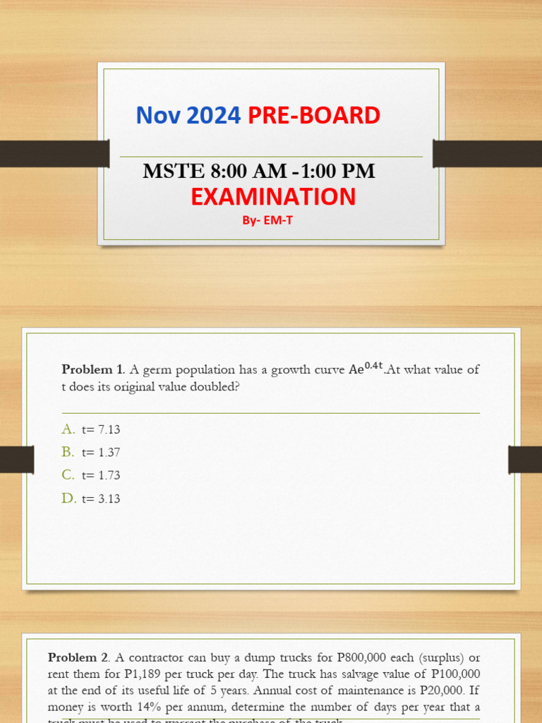 Pre Board MSTE Nov 2024 Board Exam | PDF | Tide | Area