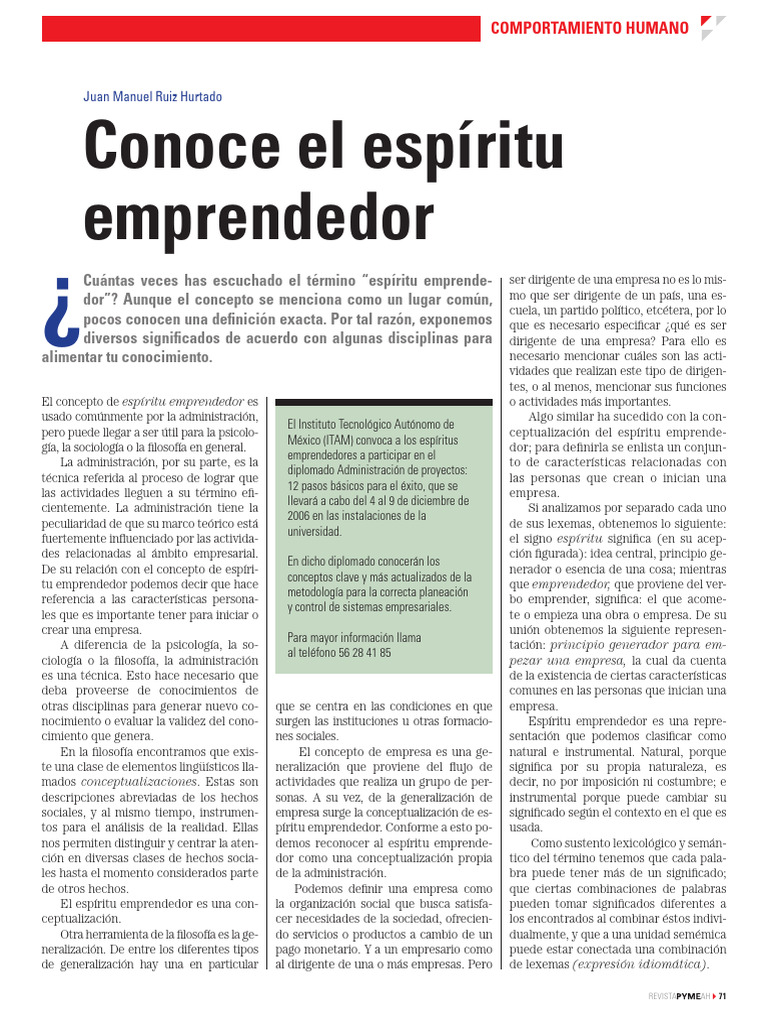 Espíritu Emprendedor Un Análisis Pdf Iniciativa Empresarial Business