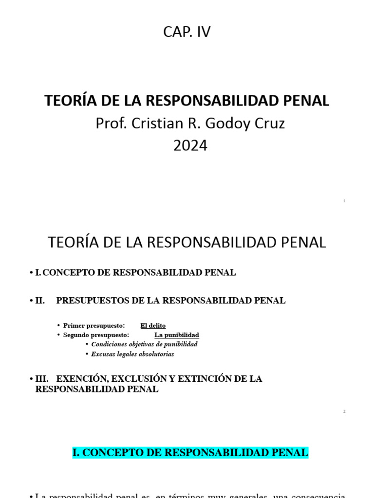 CAP. 4. Teoria de La Resp. Penal | PDF | Castigos | Derecho penal