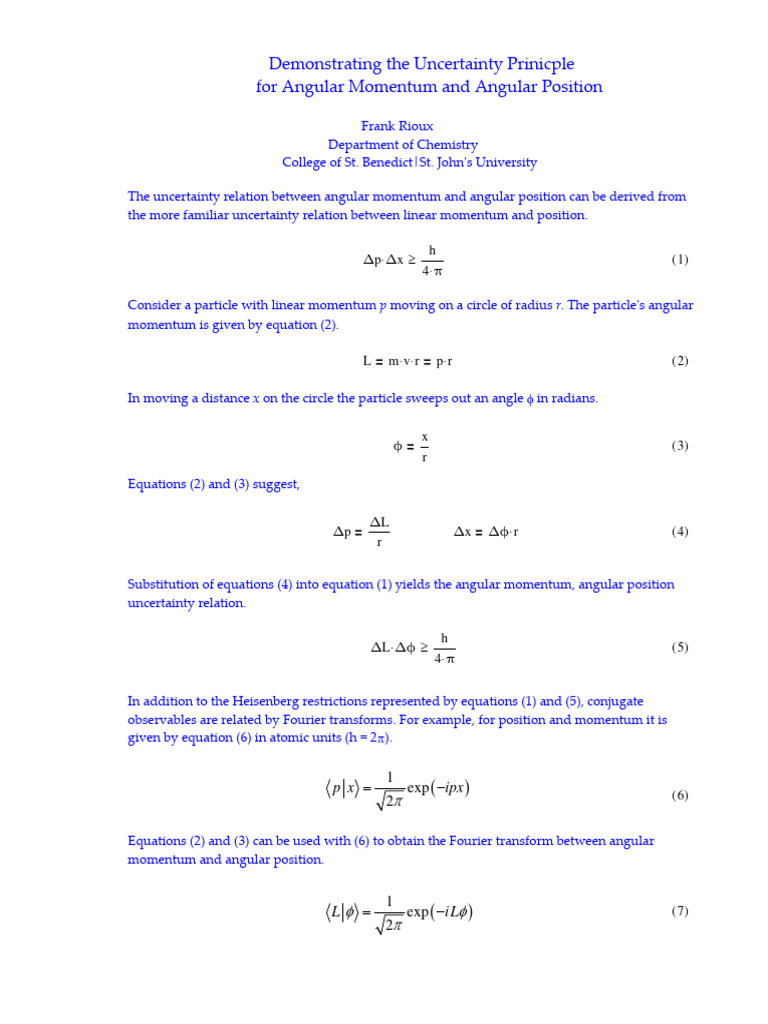 Angular Uncertainty Principle | PDF | Uncertainty Principle | Momentum