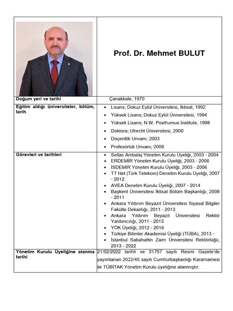 Prof. Dr. Mehmet Bulut | PDF