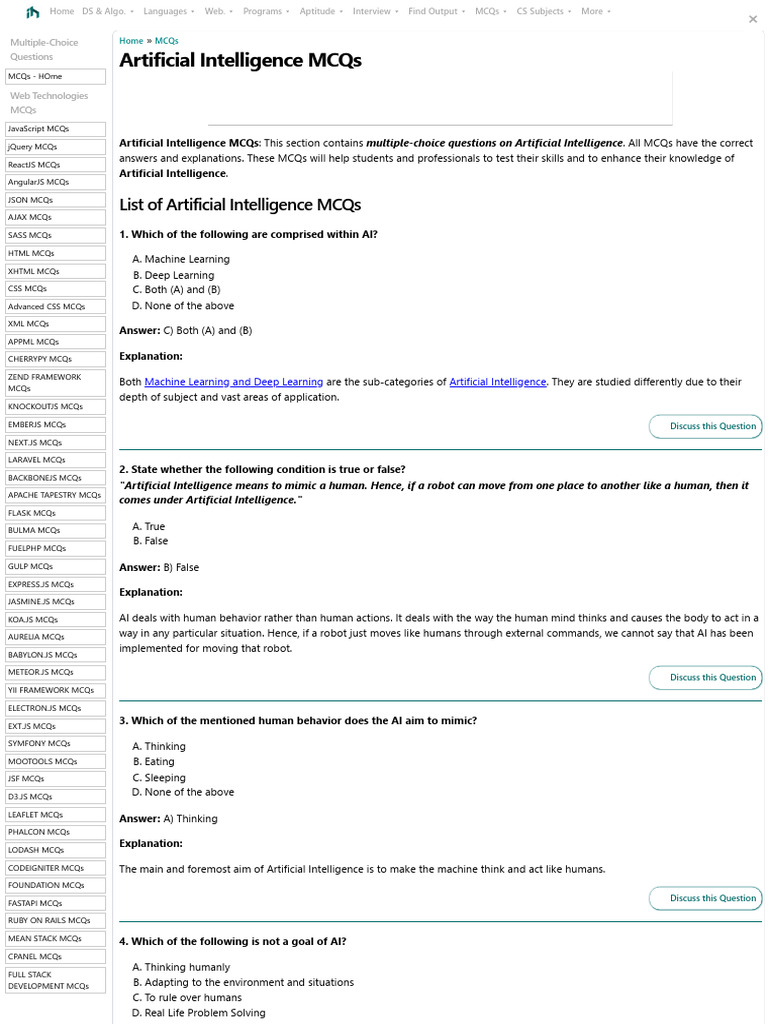 Ai MCQ | PDF | Logic | Proposition