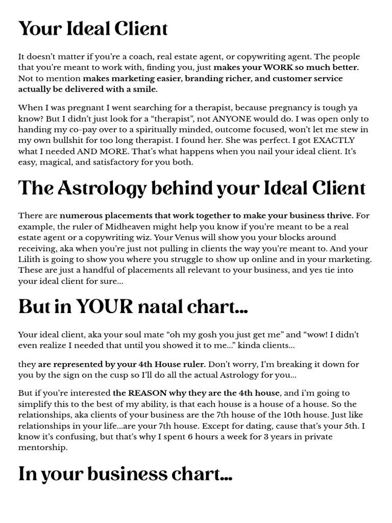 Discover Your Ideal Client Astrology Pdf Horoscope Astrology