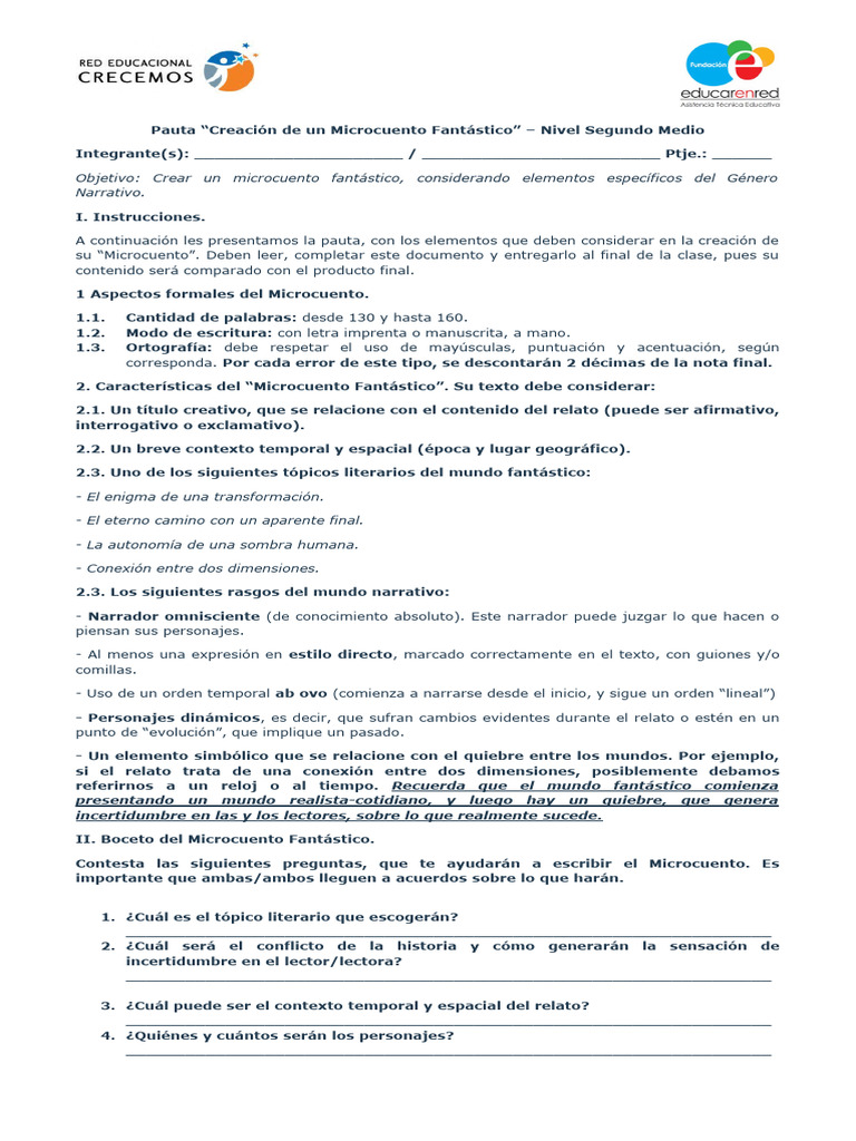 Microcuento Fantástico | PDF | Puntuación