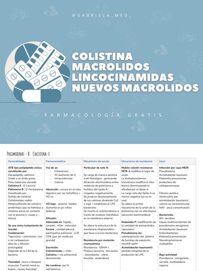 Colistina, Macrolidos, Lincocinamidas, Nuevos Macrolidos - 124423 | PDF ...
