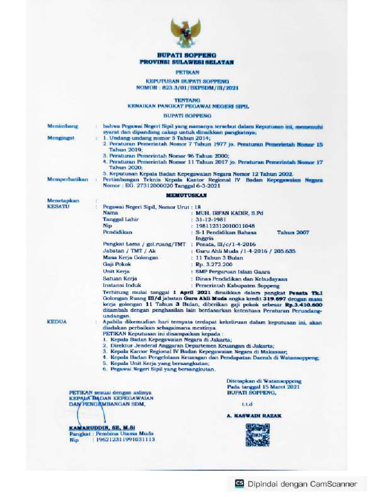 Muh. Irfan Kadir SKT | PDF